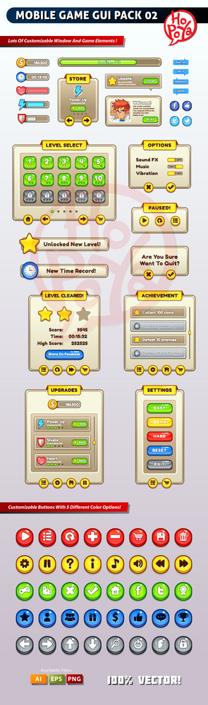 Mobile Game GUI Pack 02 by mikailain