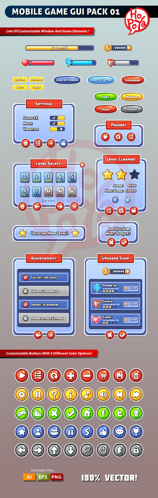 Mobile Game GUI Pack 01 by mikailain