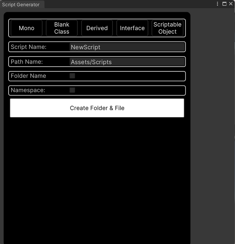 Unity Script Generator Tool by DangryGames
