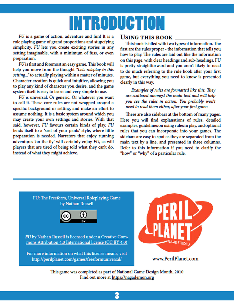 FU: The Freeform Universal RPG (Classic) by Peril Planet Game Studio