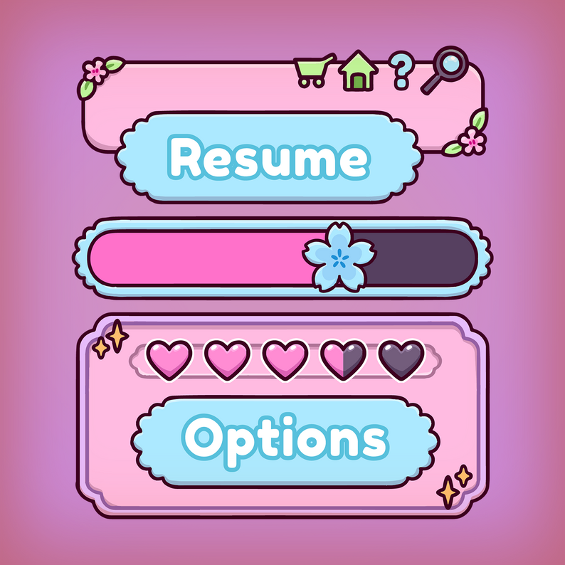 Pastel GUI Items Bundle (Royalty Free) by Penzilla