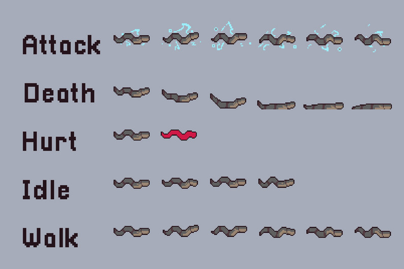 Octopus, Jellyfish, Shark and Turtle Pixel Art by Free Game Assets (GUI ...