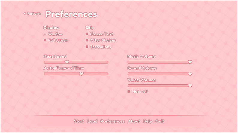 Ren'Py Romance UI Kit by __ess__ VN Assets