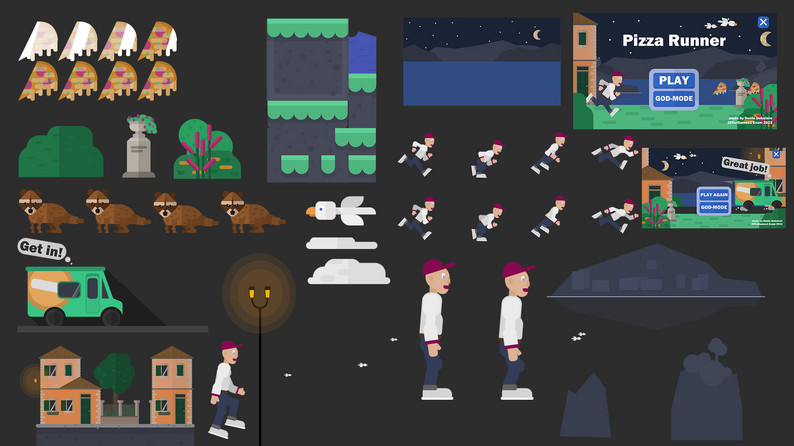 2D Sprites Pizza Runner by Deketele Creations