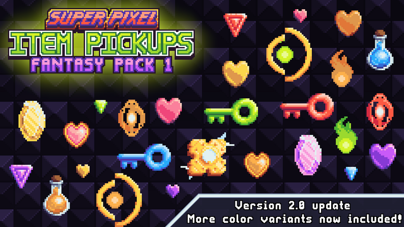 Super Pixel Item Pickups: Fantasy Pack 1 by unTied Games
