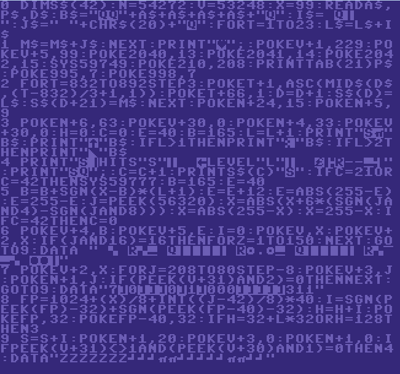 PETSCII Raiders (C64) by Peter Caspari by BASIC 10Liner