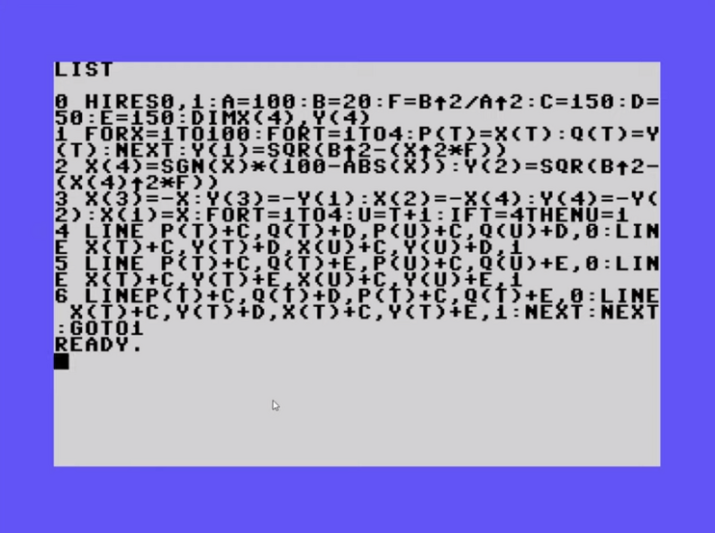3D Cube (C64) by Peter Caspari by BASIC 10Liner