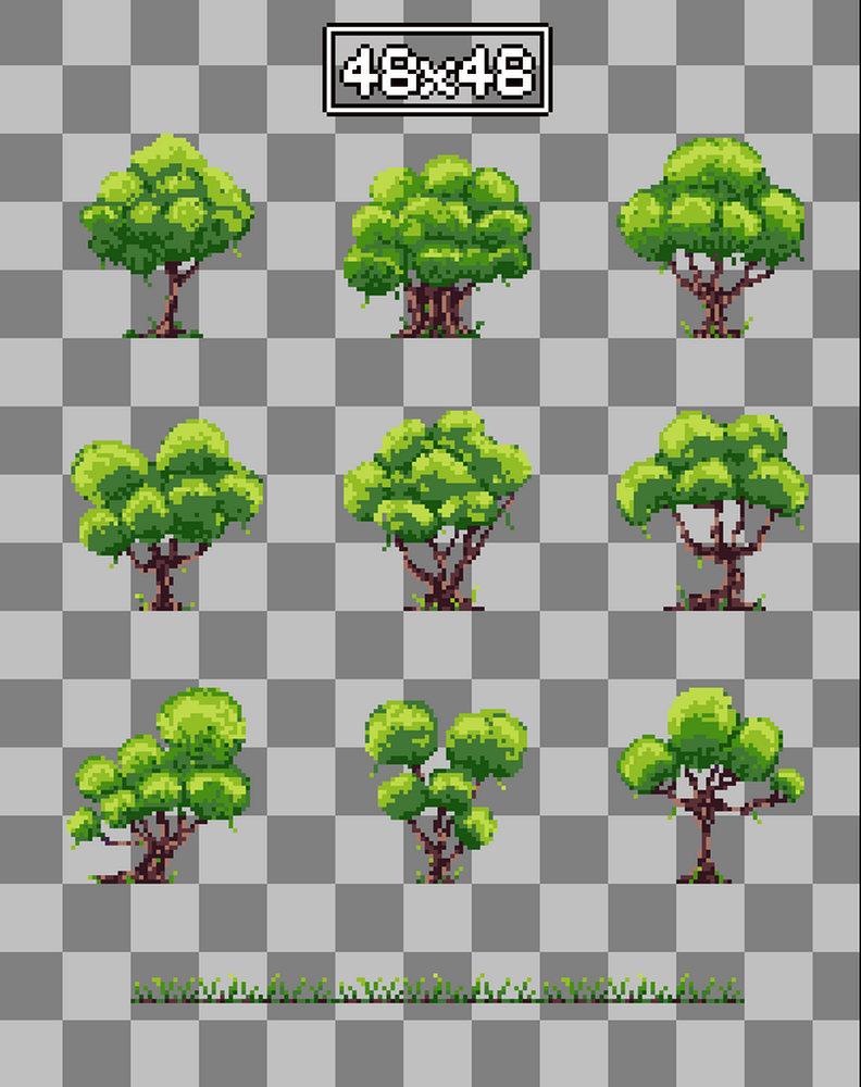 48x48 Jungle Trees and grass -10 Item by Graph Script Dev