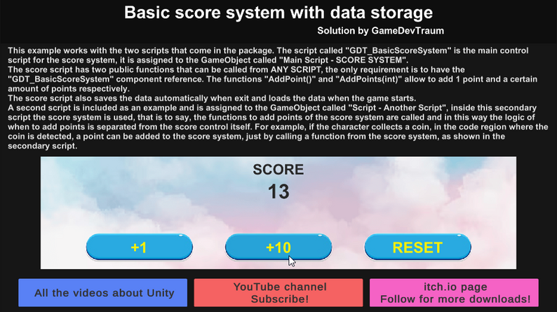 Basic score system for Unity by GDT Solutions