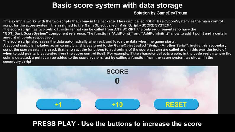 Basic score system for Unity by GDT Solutions