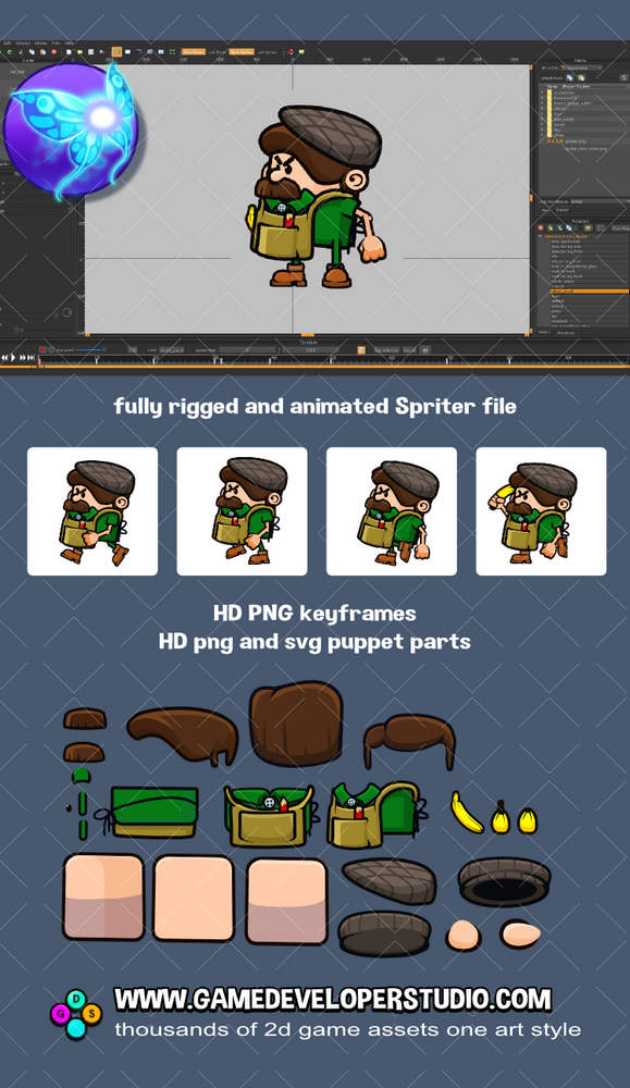 Grocer character by Robert Brooks - gamedeveloperstudio.com