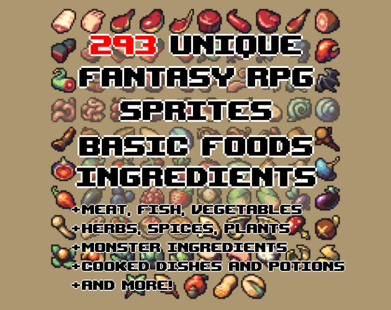 FantasyStuffs - Basic food RPG icon pack 16x16px by Cruelus_rex