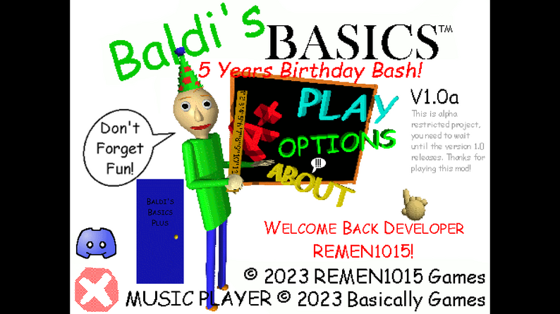 Baldi's Basics 5 Years Birthday Bash! (BETA) by REMEN1015
