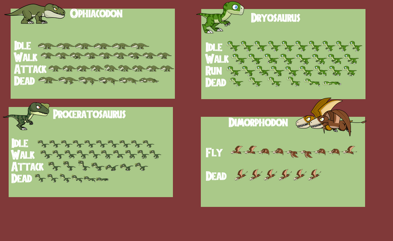 Jurassic Dino Game Sprites by dinosDouisen
