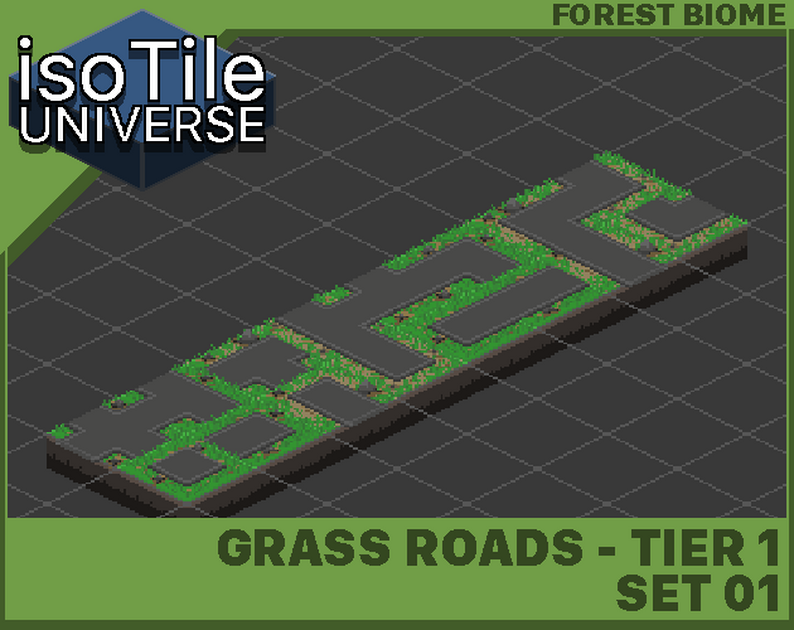 Isometric Tiles - Grass Roads - Tier 1 - Set 01 by isoTile Universe
