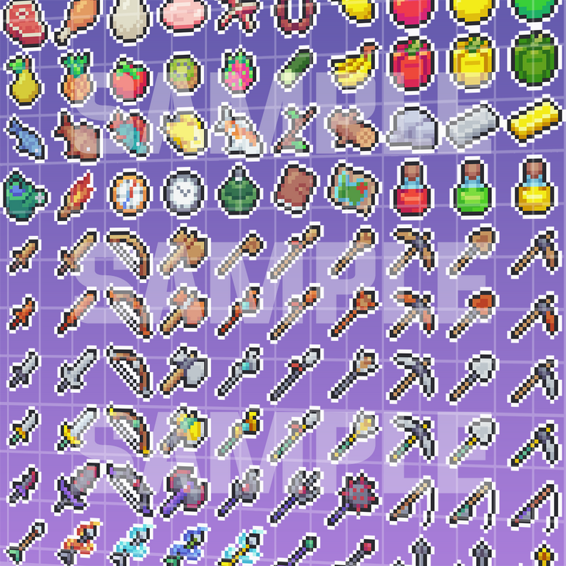 100 Icon Pack RPG - 16x16 Pixel Art by Pixel-Void