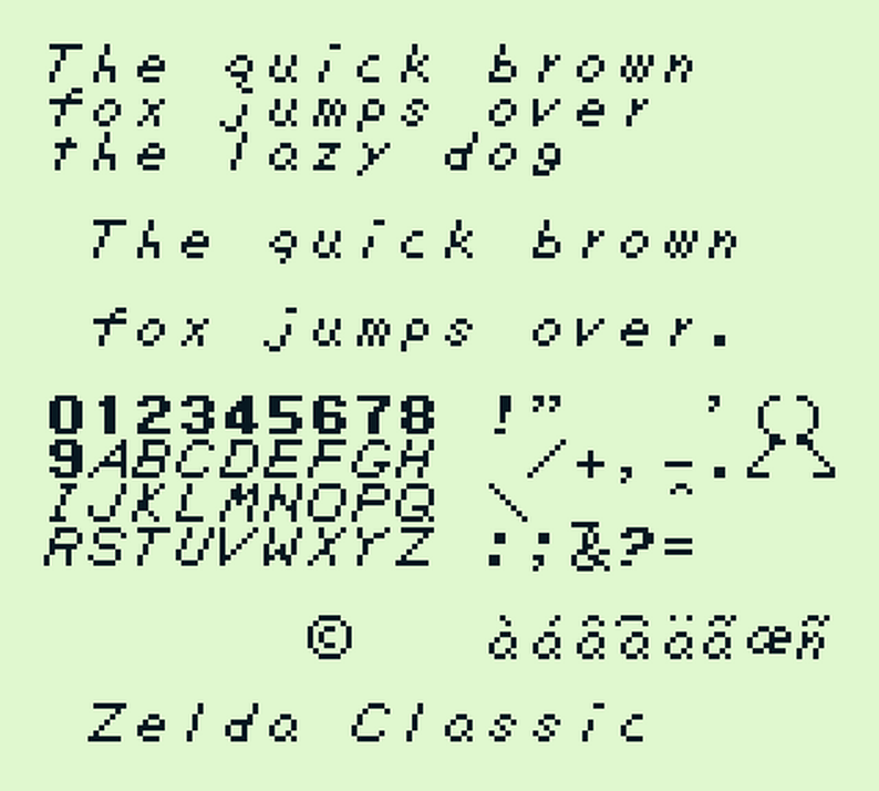 Zelda Classic - A font for GB Studio by Santiago Crespo