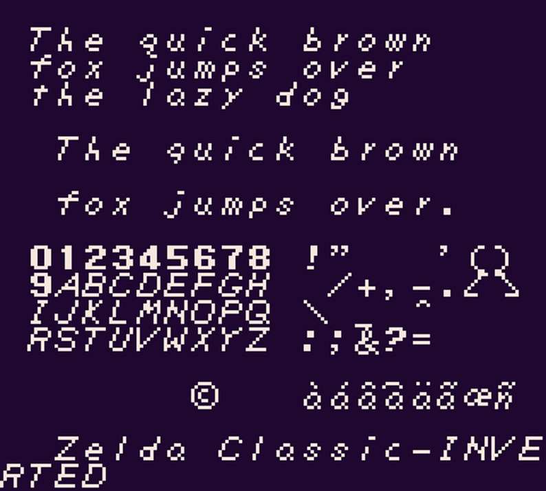 Zelda Classic - A font for GB Studio by Santiago Crespo