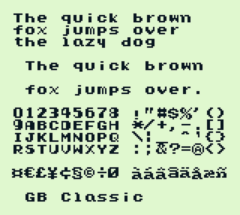 GB Classic - A font for GB Studio by Santiago Crespo