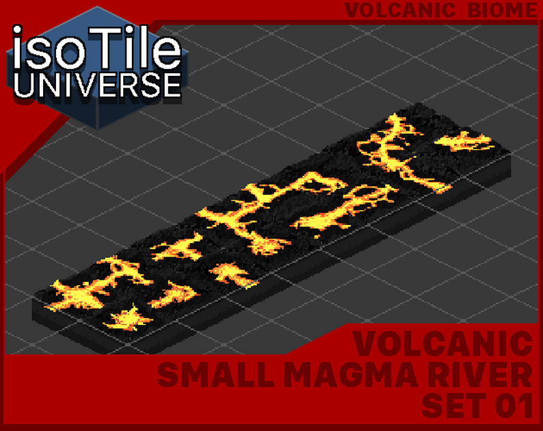 Isometric Tiles - Small Magma River - Set 01 by isoTile Universe