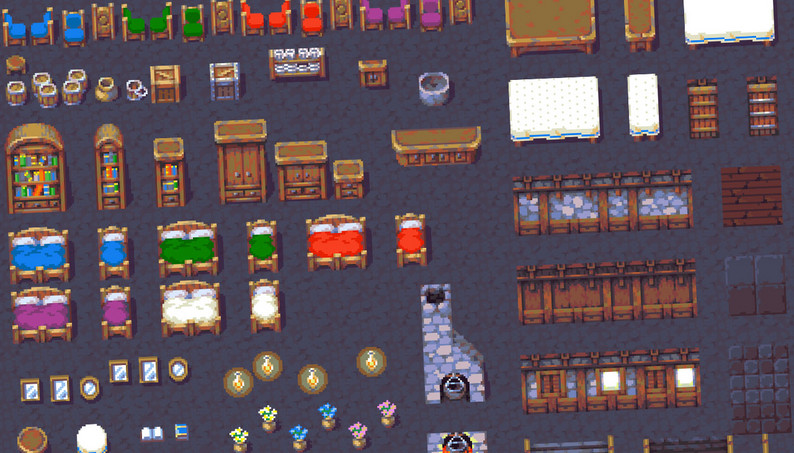 RPG Village Interiors Tileset by MattWalkden