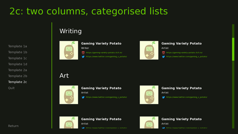 Ren'Py Credits Screen UI Templates by Gaming Variety Potato