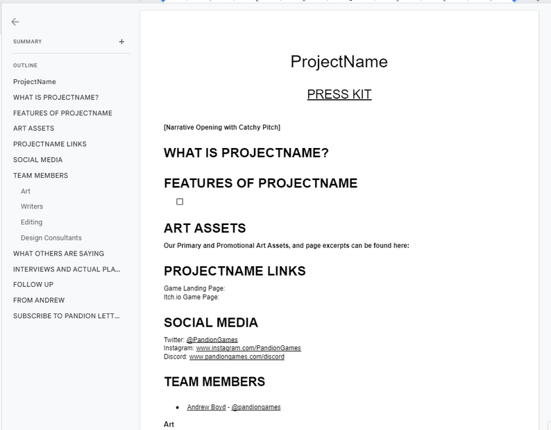 TTRPG Design Project Templates by Pandion Games