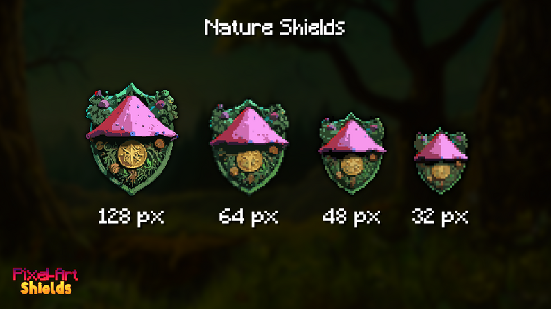 Pixel-Art Shields [128x128] by King Game Assets