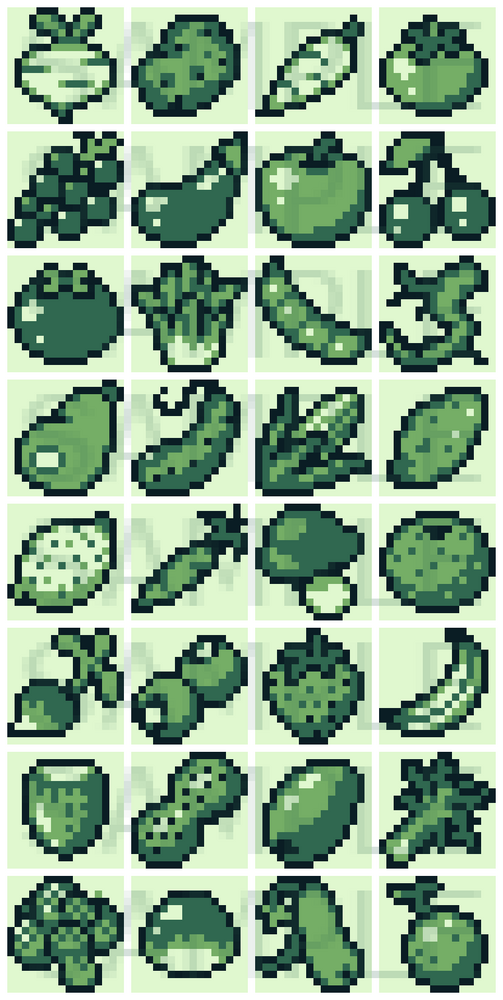 GameBoy Assets - 16x16 CROPS ICONS by fizzlymike