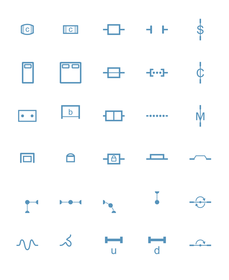 Old School Blue Dungeon Map Symbols by MarkGosbell