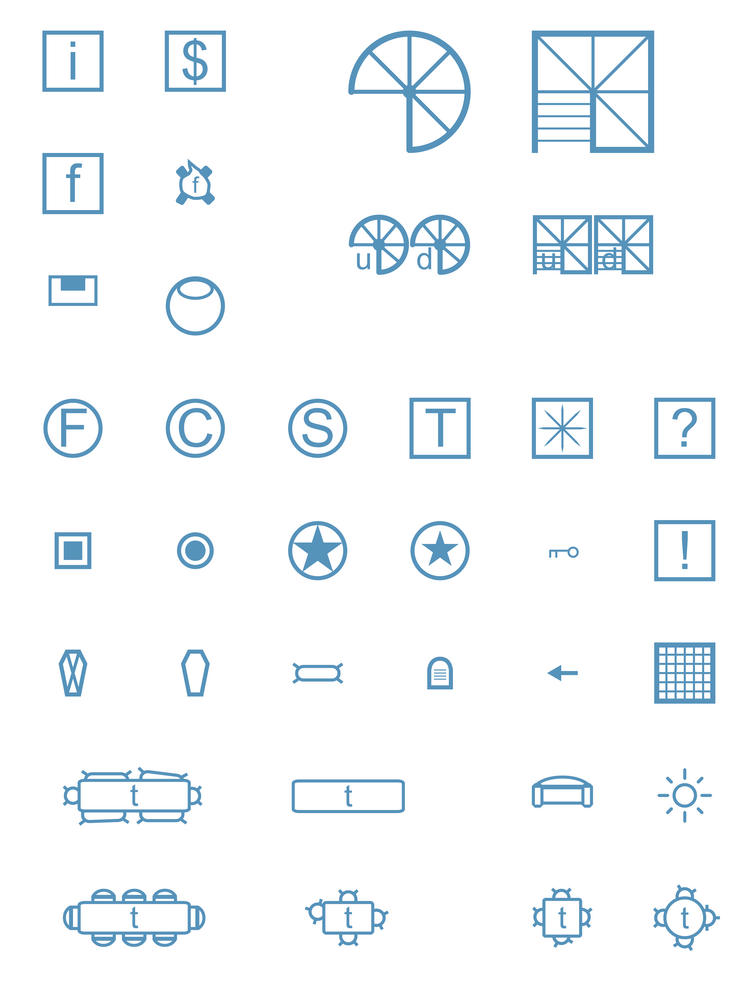 Old School Blue Dungeon Map Symbols by MarkGosbell