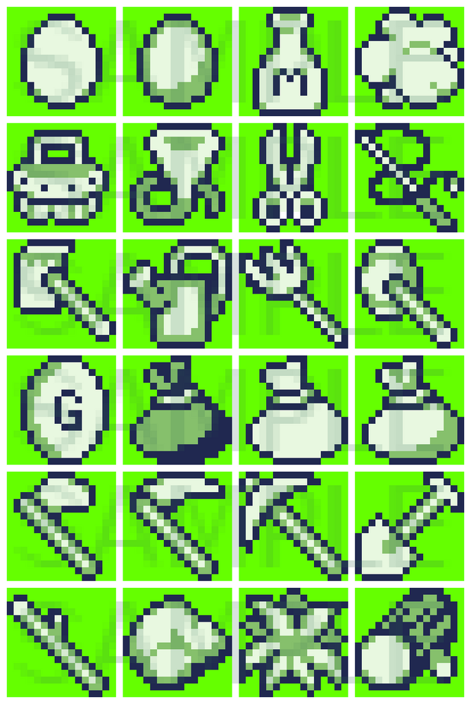 GameBoy Assets - 16x16 FARMING ICONS by fizzlymike