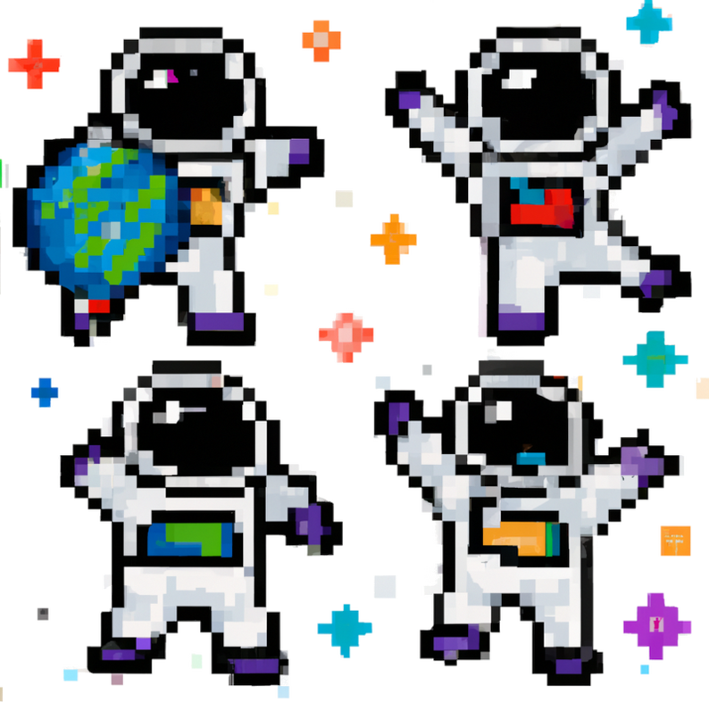 Free little astronaut pixel art poses by erit1000
