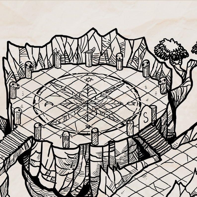 Isometric Ruins Tree Stock Art Map by Fernando Salvaterra