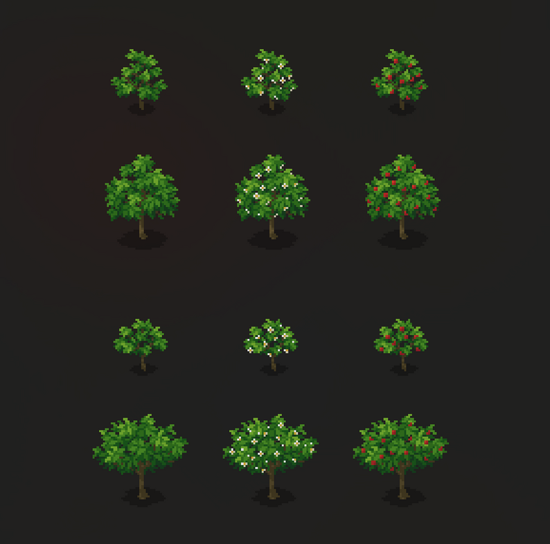 Fruit Trees 2 - Top Down Pixel Art Props by sanctumpixel