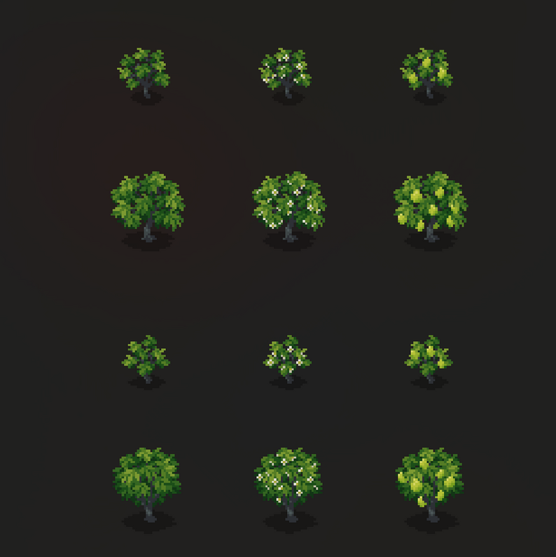 Fruit Trees 2 - Top Down Pixel Art Props by sanctumpixel