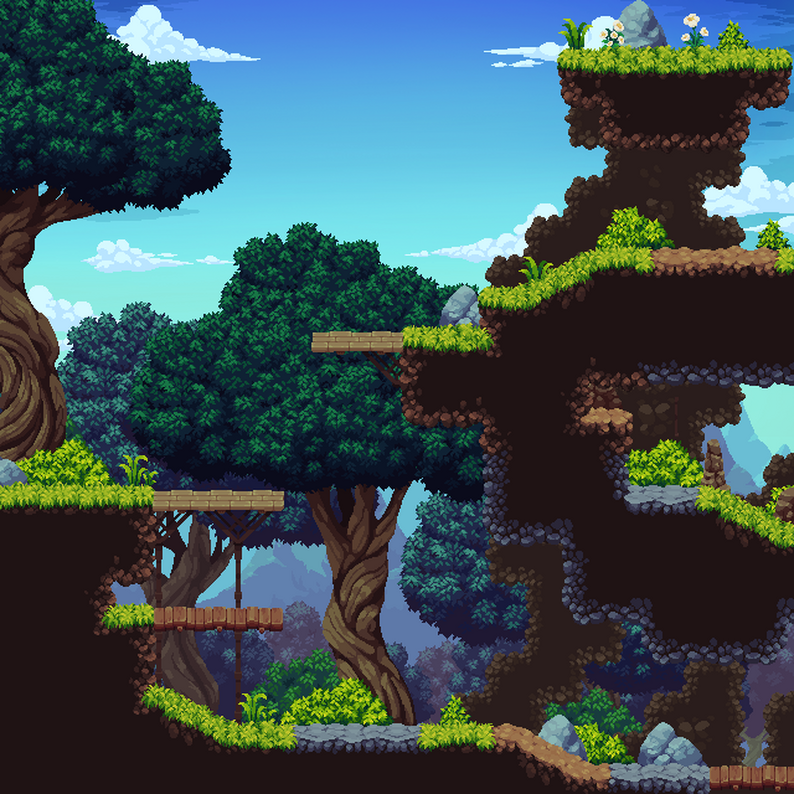 The Sidescroller's Forest Tileset [32x32] by Icko
