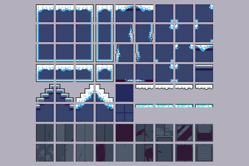 Snow City Level Pixel Art by Free Game Assets (GUI, Sprite, Tilesets)