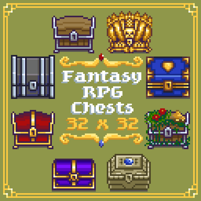Fantasy RPG Chests 32 x 32 px for RPG Maker by Francisco Téllez