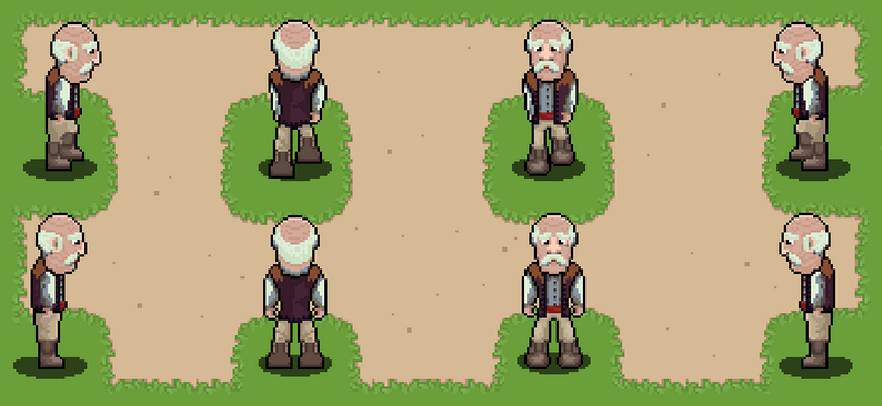 2D Pixel Art Topdown NPC Older Villager by Pixxilandartstudio
