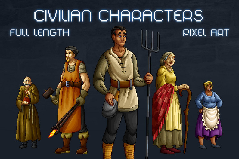 Civilian Characters Pack by Free Game Assets (GUI, Sprite, Tilesets)