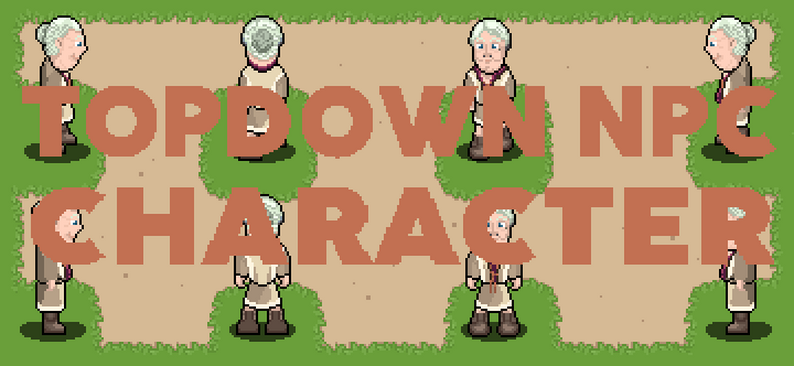 2D Pixel Art Topdown NPC Elder Woman by Pixxilandartstudio