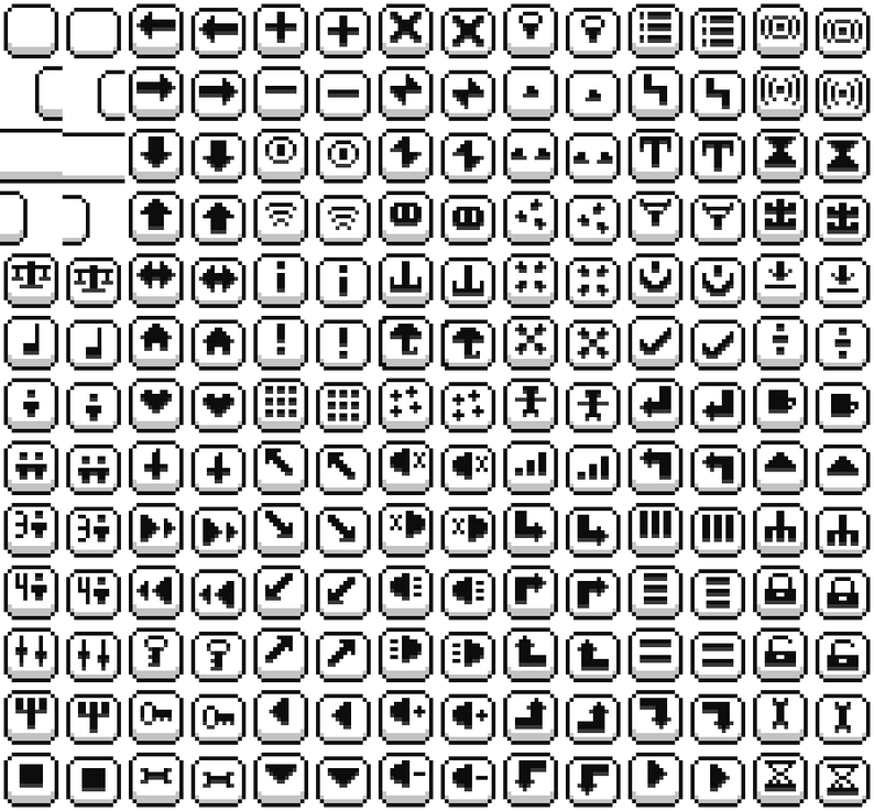 100+ Pixel Buttons - Pack (16x16) by KabGames