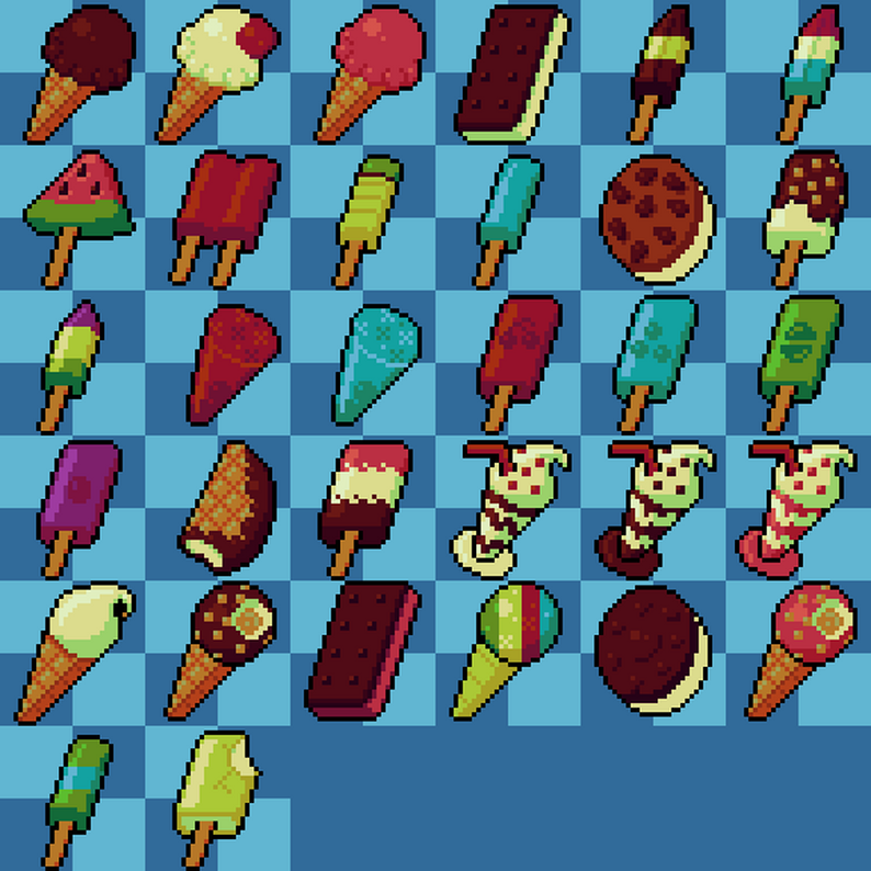 🍦Free Ice-cream Asset Pack ( 32x32 )🍦 by Crumpaloo