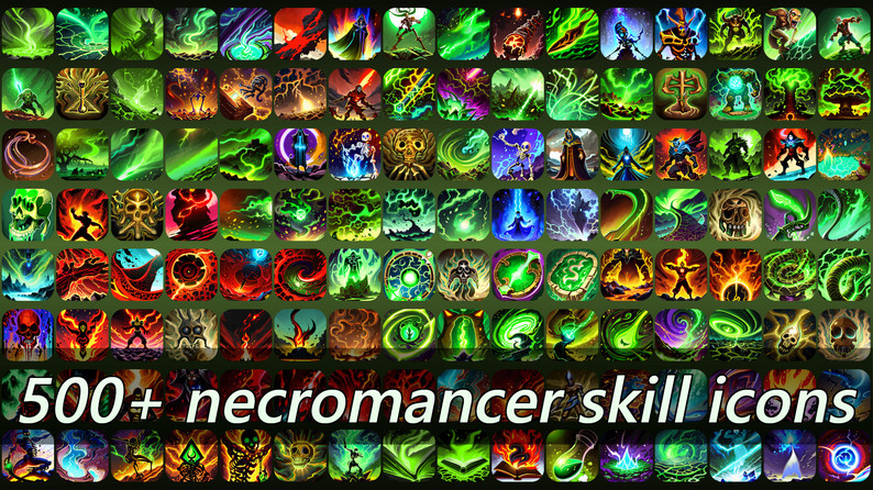 500+ necromancer skill icons by CaptainCatSparrow