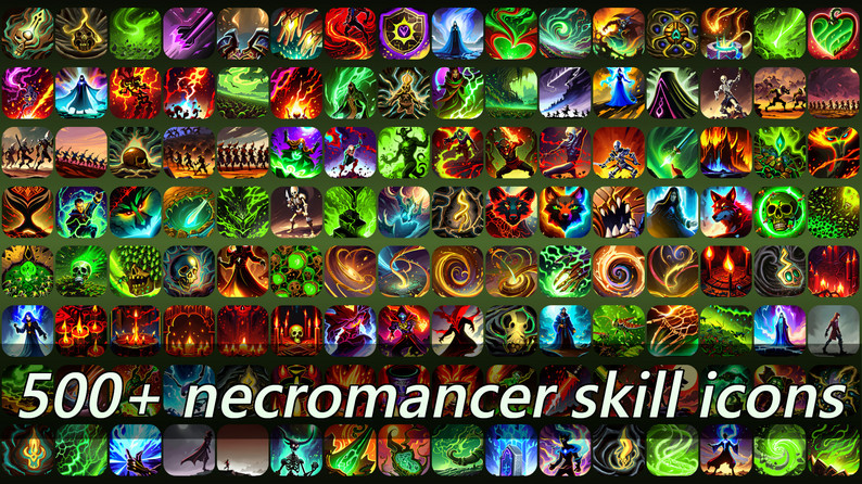 500+ necromancer skill icons by CaptainCatSparrow