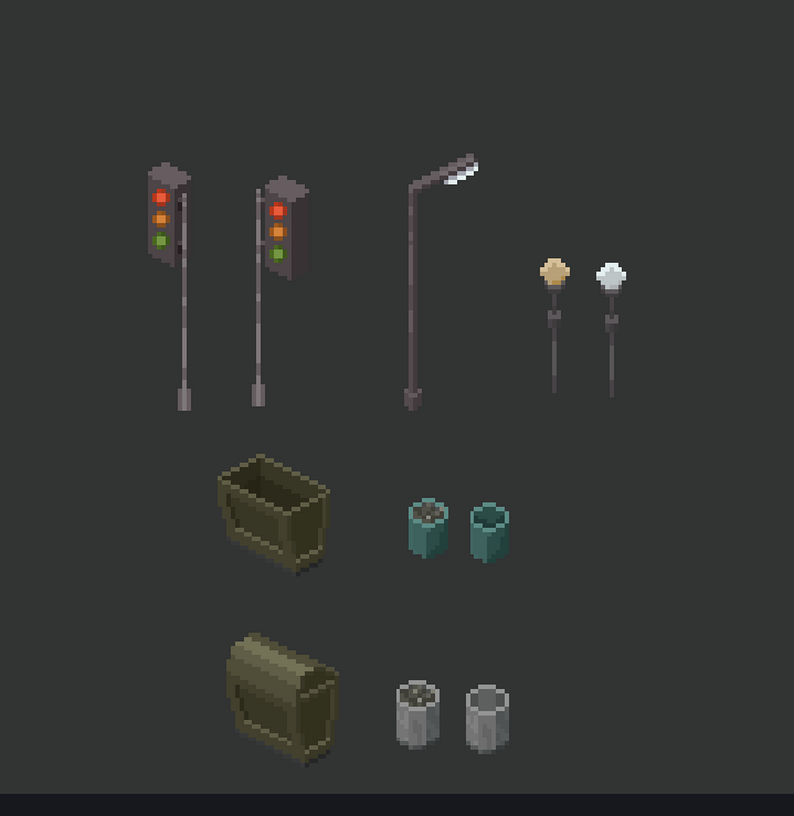 Isometric buildings and tiles by Sweeetpotatoo