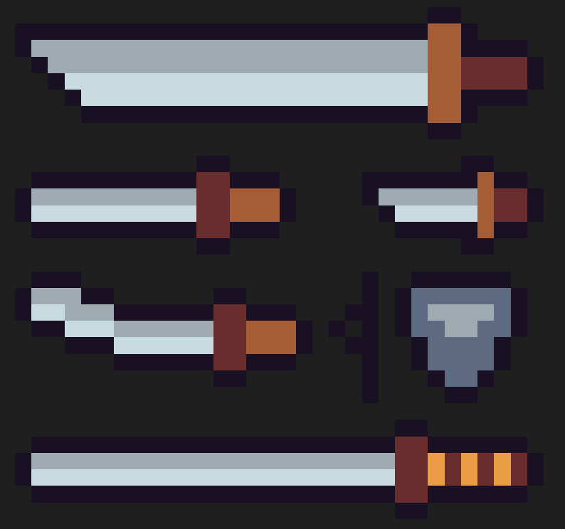 Sword and shield sprites by ThemDev