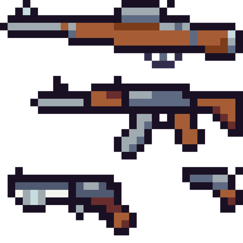 Weapon pixel art sprites by ThemDev