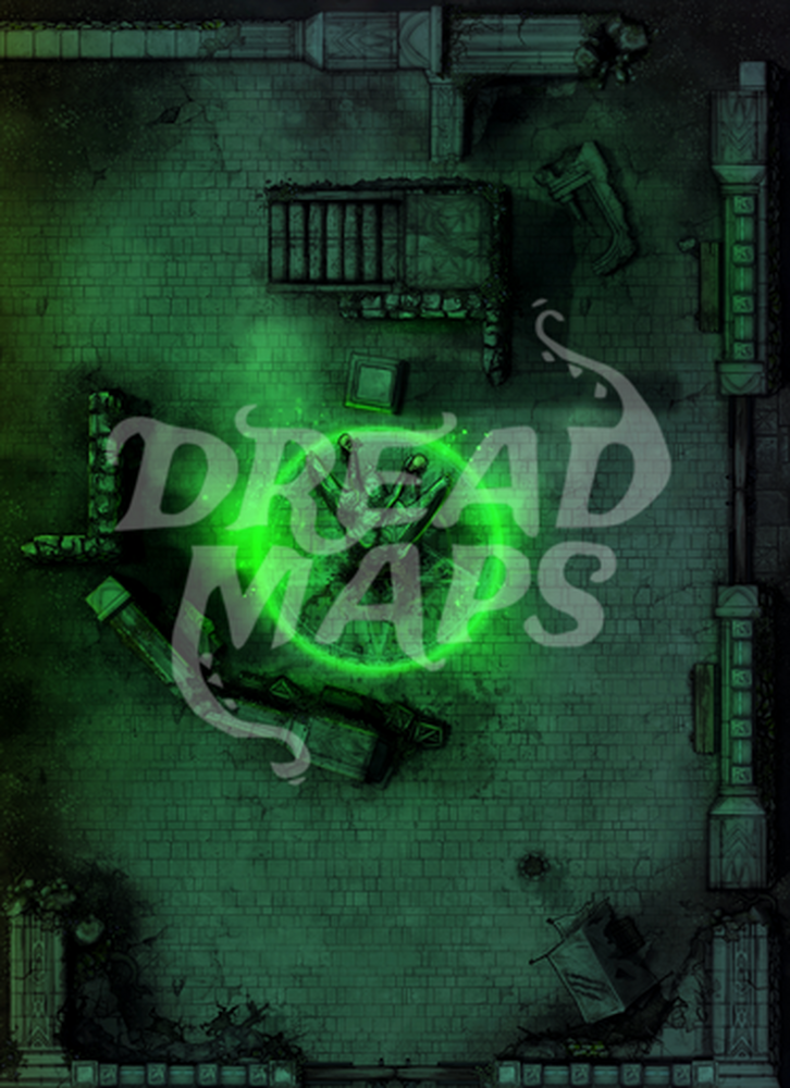 Ruined Temple TTRPG Battlemap by Dread Maps